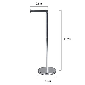 CompactStone Free Standing Toilet Paper Holder Stand, Stainless Steel Tissue Roll Holder Floor Stand Storage for Bathroom, Silver