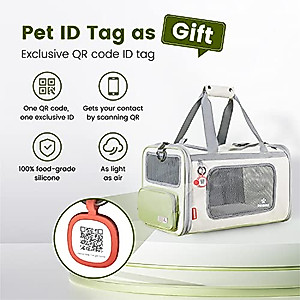 Pawaii Cat Carrier with ID Tag, TSA Airline Approved Cat Carrier, Soft Sided Collapsible Pet Travel Carrier, Foldable Cat Travel Bag, Protable, Comfortable, Convenient Pet Travel Carrier