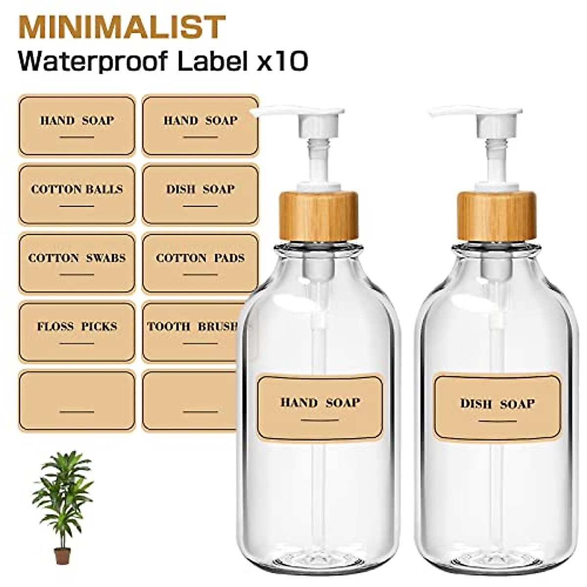 MIERTING Bathroom Accessories Set 5 Pcs, Bamboo Bathroom Accessory Sets Complete, Soap Dispenser and Toothbrush Holder Set, Qtip & Cotton Ball Holder, Boho Bathroom Decor, Housewarming Gift