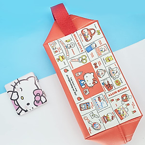 Kitty Travel Cosmetic Bag, Large Capacity Cartoon Cosmetic Pouch Makeup Bag with Zipper, PU Travel Toiletry Bag Makeup Accessories Organizer, Foldable Storage Bags Makeup Pouch for Women Girls