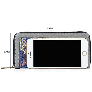 XEYOU Women Canvas Zipper Clutch Purse Credit Card Wallets to Organize Your Cash,Bank Card,and Phone with Removable Wristlet Strap