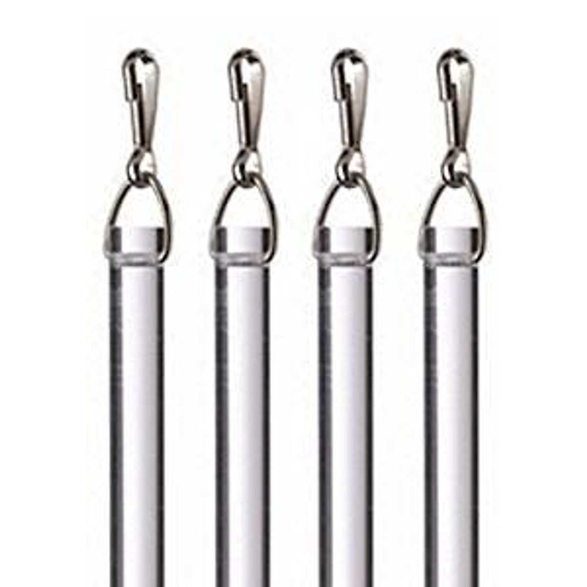 36" Heavy Duty Clear Acrylic Drapery Baton Curtain Wands 1/2" Thick with Stainless Steel Snap Hooks (4-Pack)