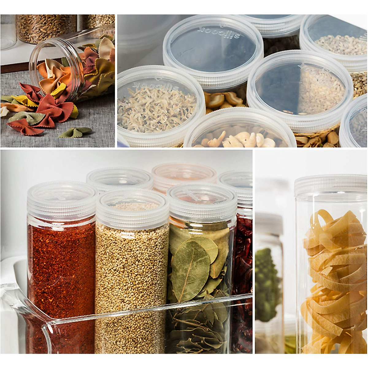 Silicook Clear Plastic Jar, 40oz, Square Shaped, Transparent, Food Storage Container, Kitchen & Household Organization for Dry goods, Spices, Vegetables, Ingredients etc