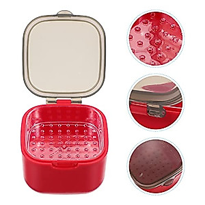 Healifty Denture Case Denture Box Holder Storage Container False Teeth Holder Denture Bath Cleaning Soaking Cup with Strainer And Lid for Travel and Home