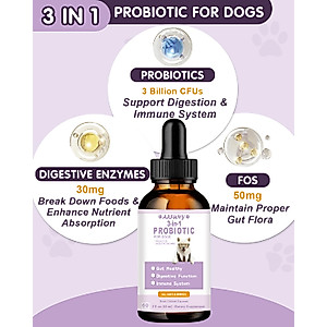 Probiotics for Dog | 60ML Liquid Probiotics for Dogs Support Gut Flora, Digestive Health & Diarrhea| Dog Digestive Enzymes & Prebiotics | Dogs Probiotics Allergies & Itchy Skin Relief | Roast Chicken