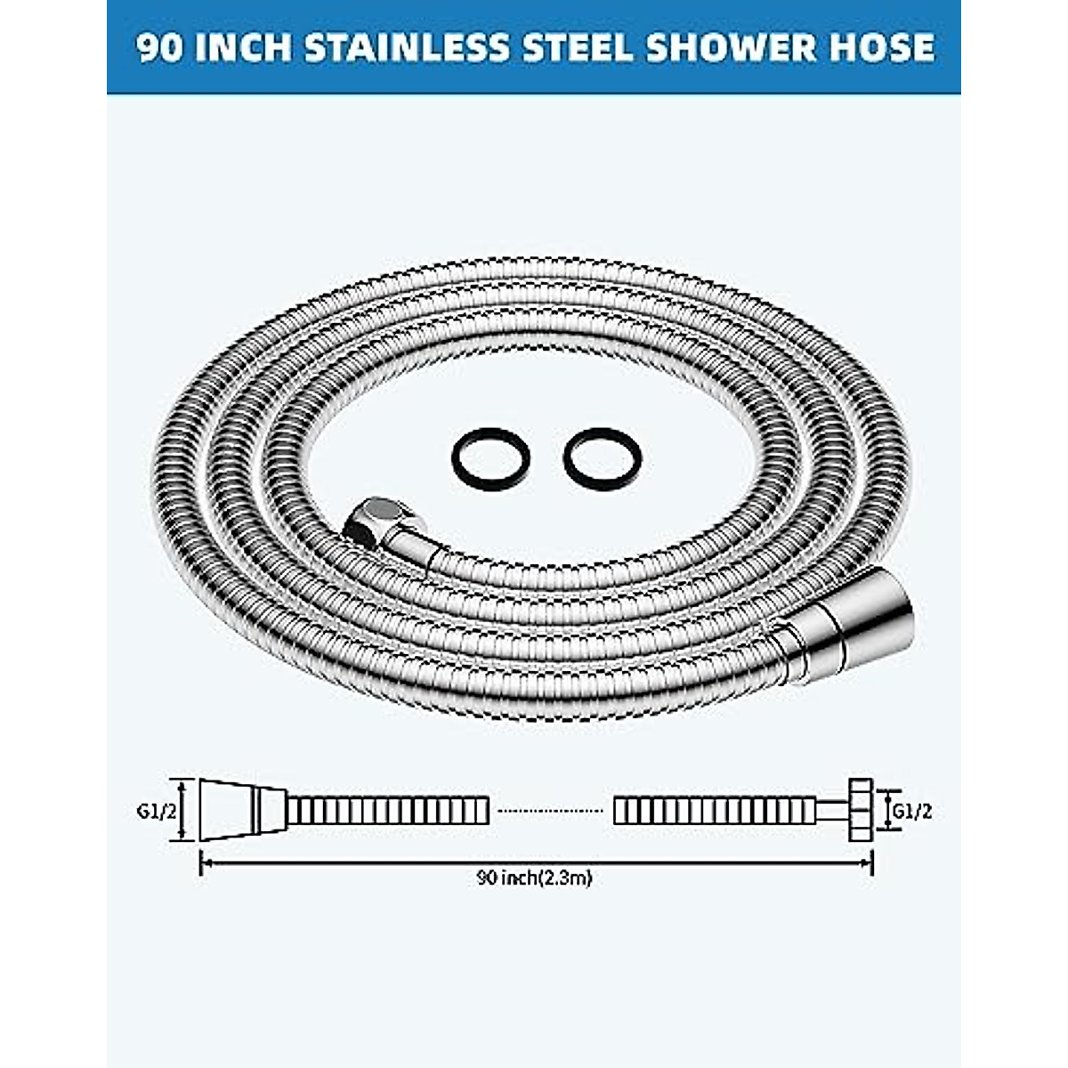 Sink Hose Dog Shower Sprayer Attachment, Female Aerator and Hand Spray Faucet Attachment with 90 Inch Shower Hose, Pet Bath Spray, Dog Shower, Hair Washing for Utility Room, Bathroom, Laundry Tub