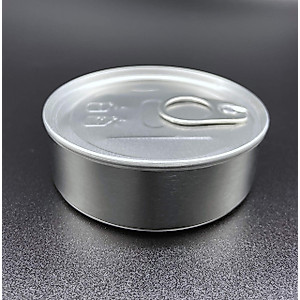 YEEPON 40sets Cali Self-seal Tin Can with Lid - Tuna Can Hoop Ring - NO TOOLS NEEDED + 48Pieces can Labels【100ml/3.5 (40sets) (3.5, 40)