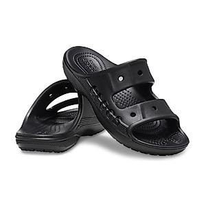 Crocs Unisex Men's and Women's Baya Two-Strap Slide Sandals, Black, Numeric_12 US