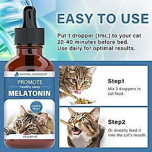 Cat Melatonin, Melatonin for Cats, Cat Anxiety&Stress Relief, Cat Calming Aid, Supports Healthy Restful Sleep for Your Cat