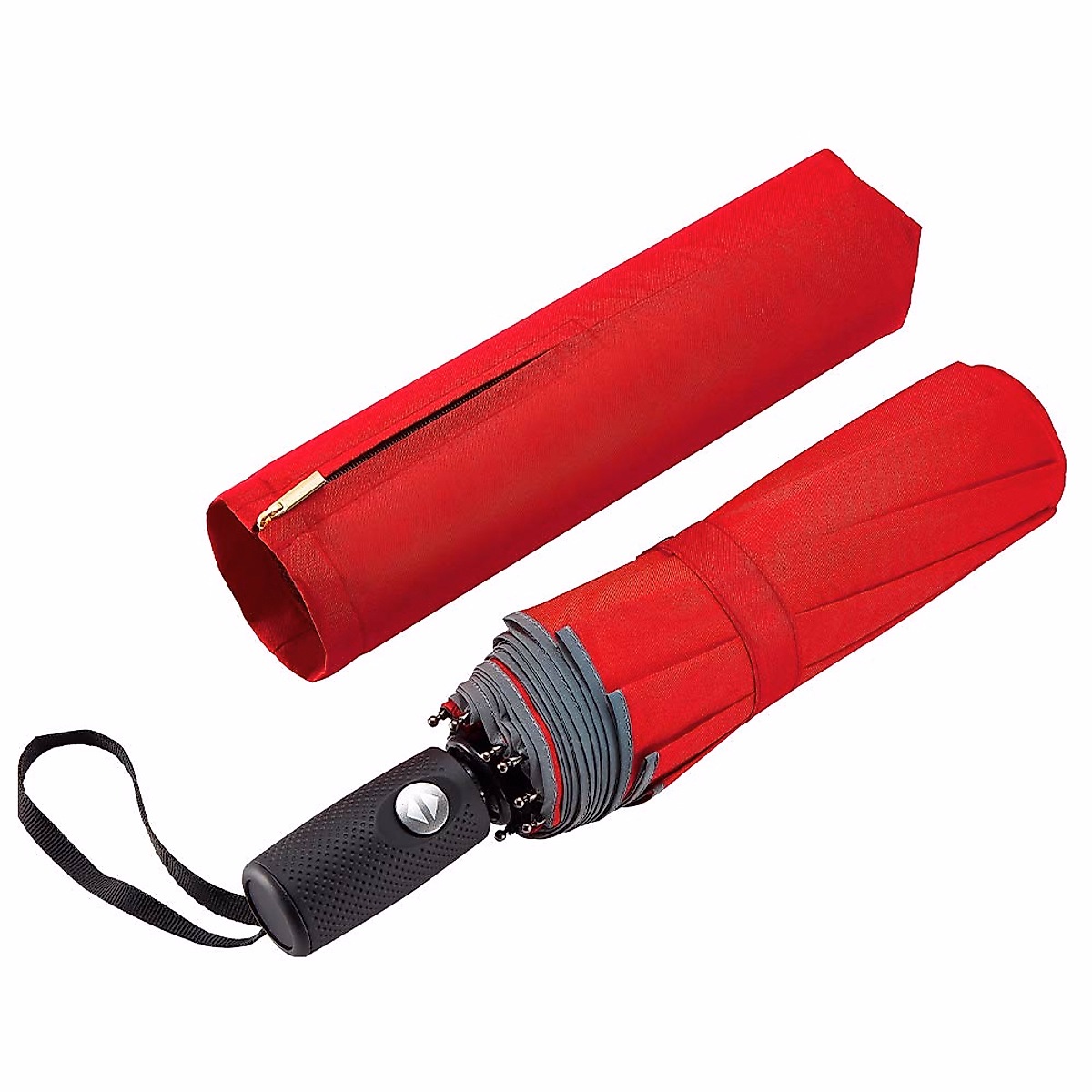 FDJASGY Windproof Travel Umbrella with Teflon Coating Auto Open Close Lightweight Sun&Rain Umbrella with 10 Rib Construction and Reflective Stripe Zipper Pouch