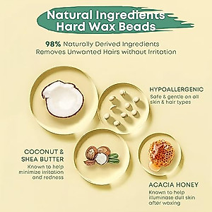 Wax Kit for Women Men, Hair Removal Waxing Kit with Hard Wax Beans for Coarse Hair Bikini Eyebrow, Cream White Wax Beads Refills for Wax Warmer