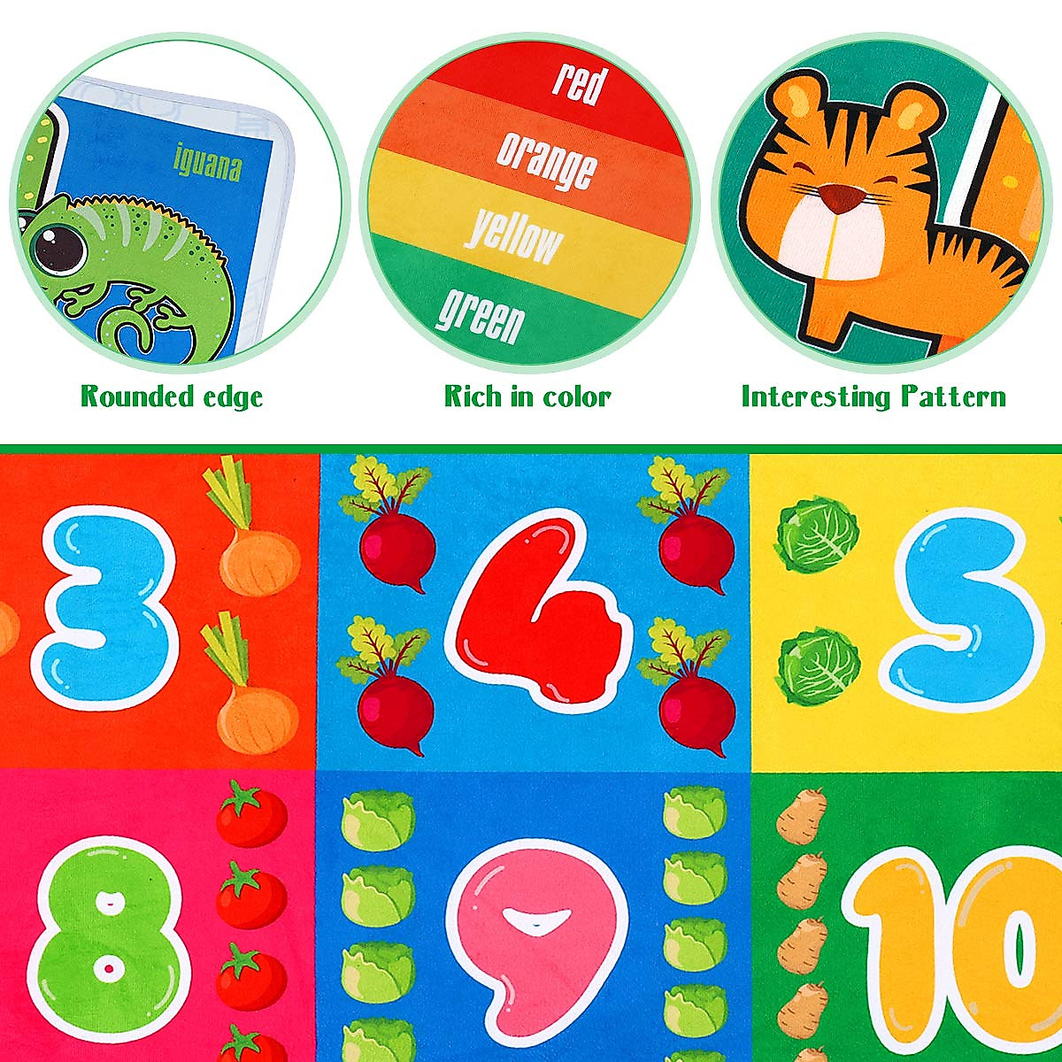 Kids Educational Rug Playtime Collection ABC, Numbers and Shapes Learning Carpet Kids Play Rug Mat Playmat for Playroom Bedroom, 55.1 x 43.3 inch