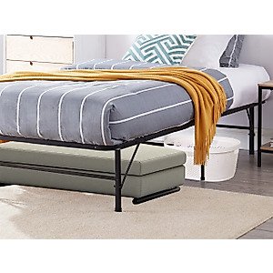 IdealBase 14" Twin Bed Frame Heavy Duty Foldable Bed Frame Folding Bed Frame with Steel Metal Slats Mattress Foundation Box Spring Replacement 600lbs Capacity Platform Bed Twin Bed Frame Size, Black