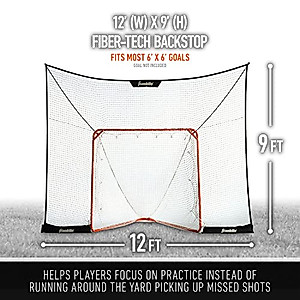 Franklin Sports Lacrosse Backstop Net - Lax Goal Extra Large Durable Net for Shooting Training + Practice - - 12' x 9', Black/Orange