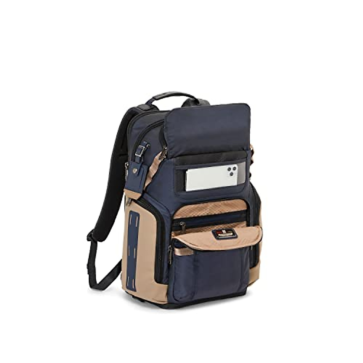 TUMI Alpha Bravo Nomadic Backpack - Laptop & Tablet Storage - Nylon Backpack with Leather Accents - Midnight Navy/Khaki