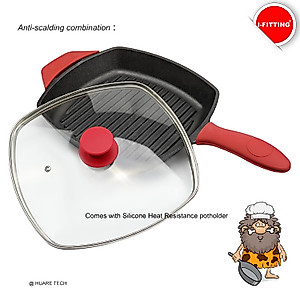 Universal Pot Pan Lids Replacement Knob, Silicone Heat Resistant Pan Cover Holding Handles, BPA Free, Dishwasher Safe, Fits Skillets and Kitchen Cookware Covers 2Pack Black & Red