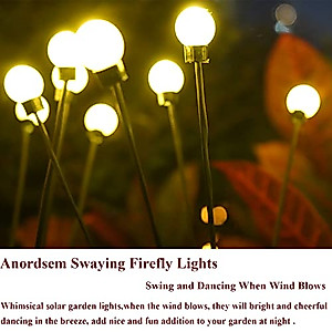 Anordsem Garden Lights 2 Pack, Solar Powered Fairy Lights for Outdoor Front Porch, Yard, Tree, Backyard, Patio, Pathway Decor, Outside Lighting Decorations (Warm White)