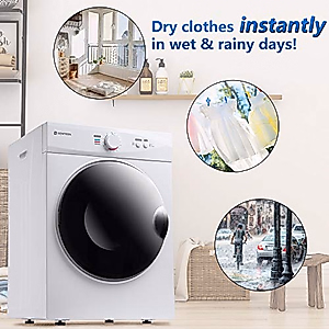 Sentern Portable Dryer Front Load, Compact Electric Clothes Dryer with Stainless Steel Tub, Easy Control Panel with 5 Drying Modes for Apartments