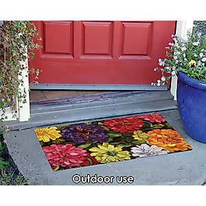 Toland Home Garden 800030 Zippy Zinnias Spring Door Mat 18x30 Inch Summer Outdoor Doormat for Entryway Indoor Entrance
