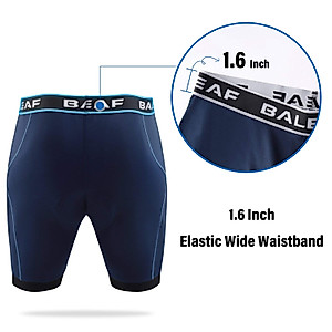 BALEAF Men's Bike Shorts with 4D Padding Cycling Underwear Padded Bicycle MTB Liner Mountain Biking Tights Road Riding Navy Blue L