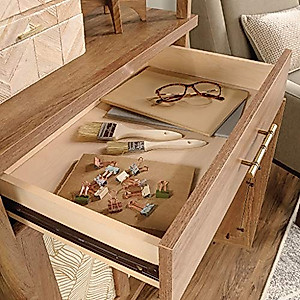 Sauder Coral Cape Library with Doors, L: 26.77" x W: 16.18" x H: 66.97", Sindoori Mango Finish