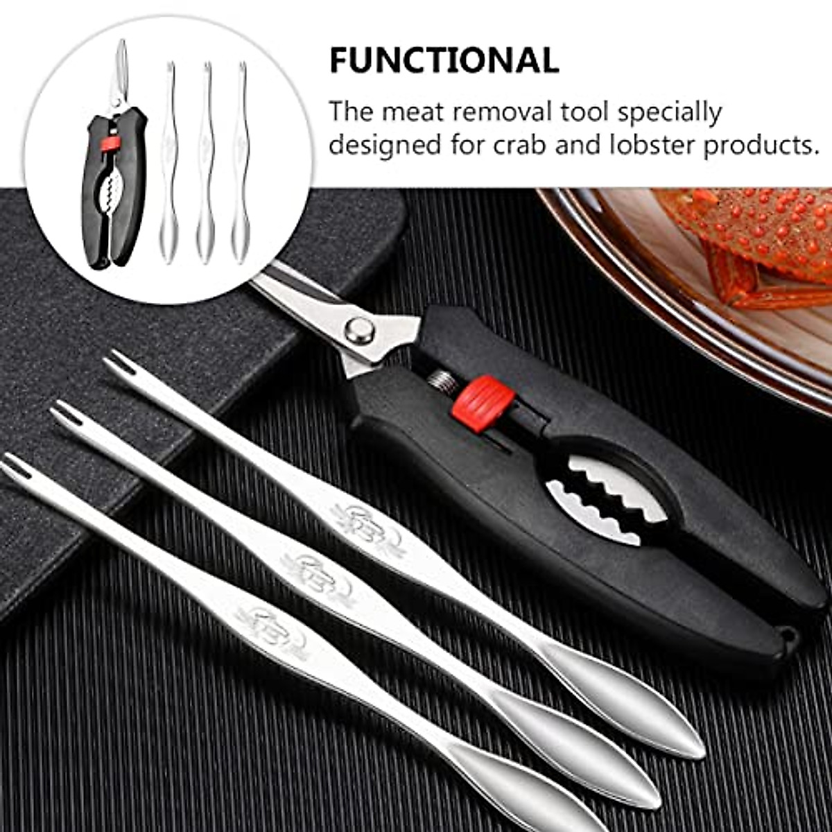Seafood Tools Crab Leg Opener Scissors Tool Set Tool Set Crab Crackers with crab clamp and picks metal shell nut crackers and picks 3 Leg Forks Flackers Crackers Metal Household