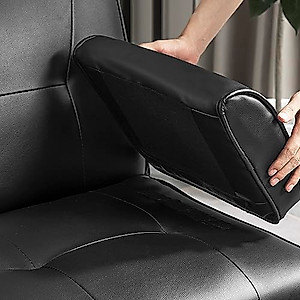 Convertible Sofa Bed Adjustable Couch Sleeper Modern Home Recliner Reversible Loveseat Folding Daybed Guest Bed for Living Room,PU,2 Cup Holders,3 Angles,Metal Legs,600lb Capacity