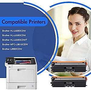 TN433BK Toner Cartridge 2-Pack Black High Yield Compatible Replacement for Brother TN433 TN-433 TN 433 for Brother MFC-L8900Cdw HL-L8360Cdw HL-L8260Cdw HL-L8360Cdwt 8900Cdw 8360Cdw Printer