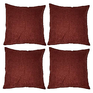 Allgala 4-Pack Decorative Throw Pillow Cover 18x18 Inch-Burgundy-PW82207 (Covers Only - NO Inserts)