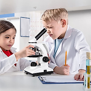 40X-1000X Microscopes for Students Kids Adults, Cordless Biological Compound Monocular Microscopes with Microscope Slides Set, Phone Adapter, Dual LED Illumination Power Optical Glass Lenses
