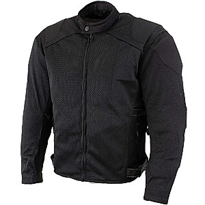 Xelement CF2157 Men's 'Caliber' Black Mesh Motorcycle Jacket with X-Armor Protection - X-Large