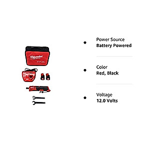 Milwaukee 2486-22 M12 FUEL 12V Straight DieGrinder Kit with (2) 2.0Ah Battery, Charger & Tool Bag