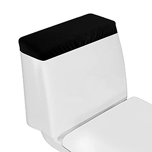 AZHCHKE Toilet Tank Lid Cover, Bathroom Stretch Washable Spandex Toilet Tank Protector Cover with Elastic Bottom, Black