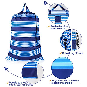 MAIBGALH Laundry Bag with Handles and Drawstring Closure, Laundry Bags Extra Large Heavy Duty, Laundry Room and Dorm Room Essentials, Suitable for Travel and Outdoors, Grey and Blue 2 Pack.