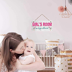 MAIYUAN Girl's Room Sign, No Boys Allowed, Girl's Room Decor, Nursery, Girl's Door Sign, Room Plaque, Birthday Gift, 5" x 10" Sign(E2-WH065)