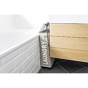 Taupe Corno slimLaundry basket - thin Laundry Hamper with wheels - small space laundry bin - narrow hamper, laundry collector, laundry basket with wheels