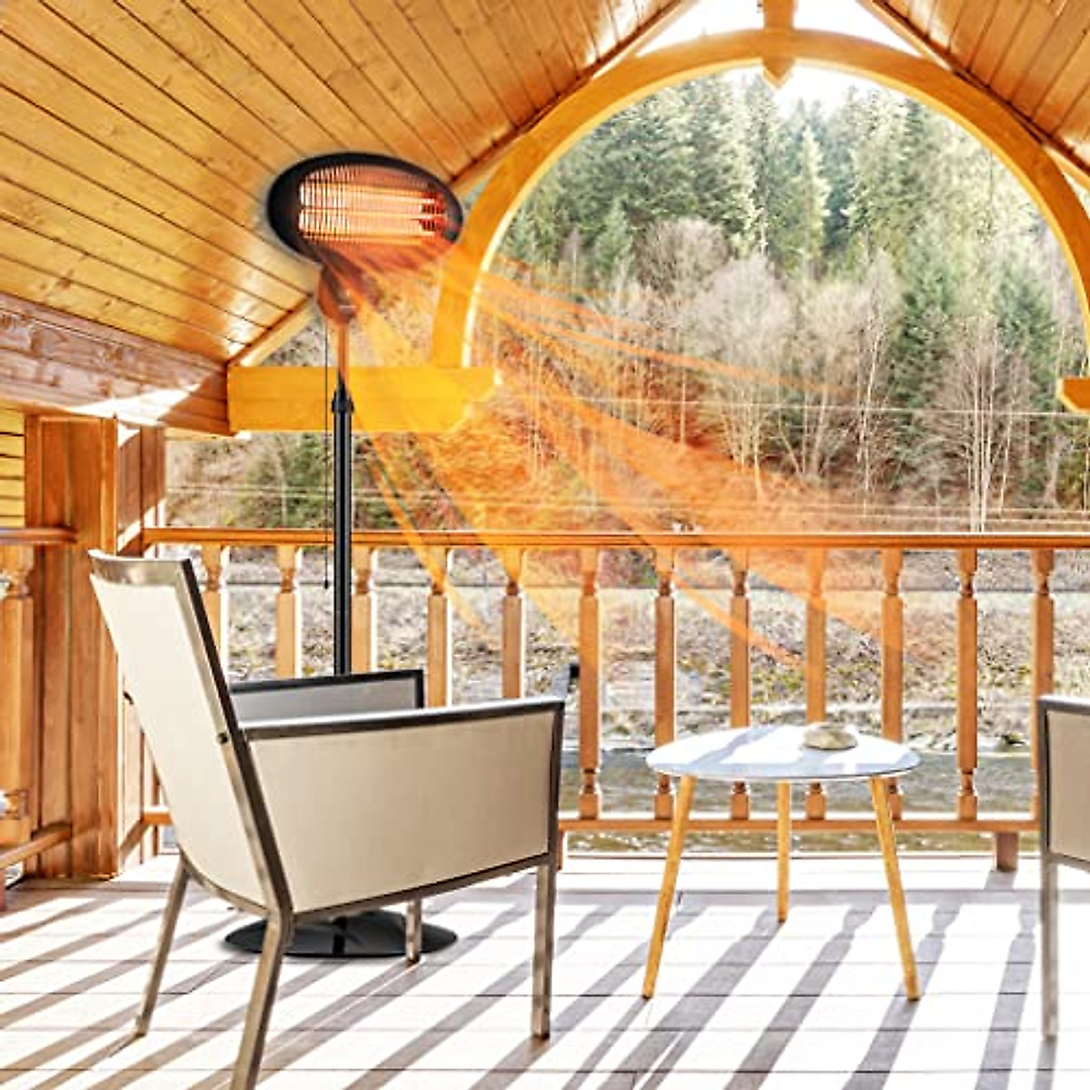 DONYER POWER retractable Electric quartz Heater with Protection System Waterproof，Outdoor/Indoor 1500W，Garden Patio, Easy Assembly