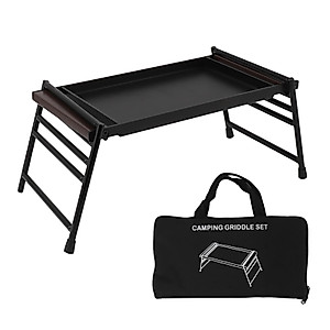 Camping BBQ Plate Set, Portable Foldable Lifting Barbecue Grill Set with Storage Bag for Travel