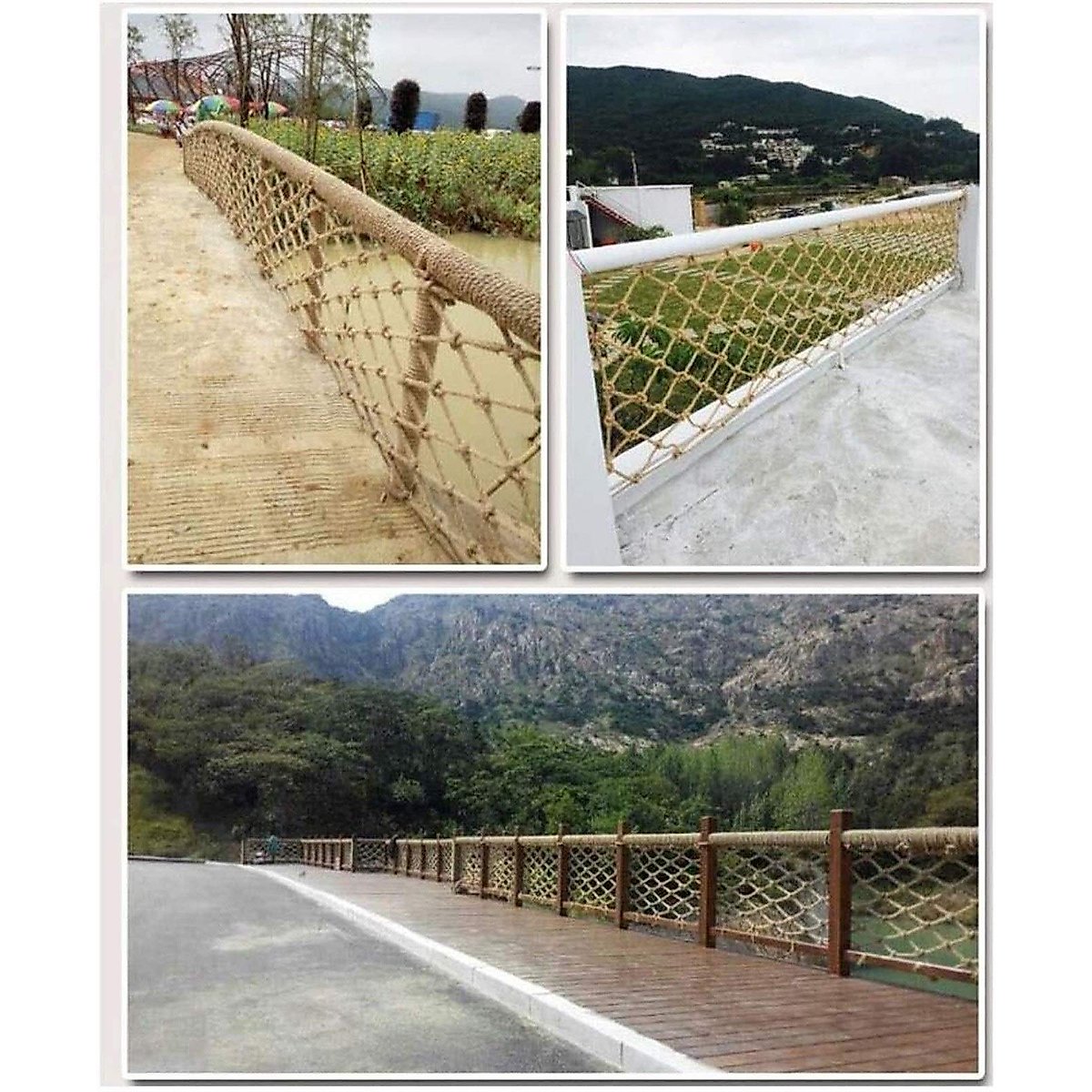 Rope Net for Kids,Treehouse Climbing Rope Netting Railing Child Safety Net Heavy Duty Cargo Net Hemp Rope Net Decorative Mesh 12cm (Size : 110m(333ft))
