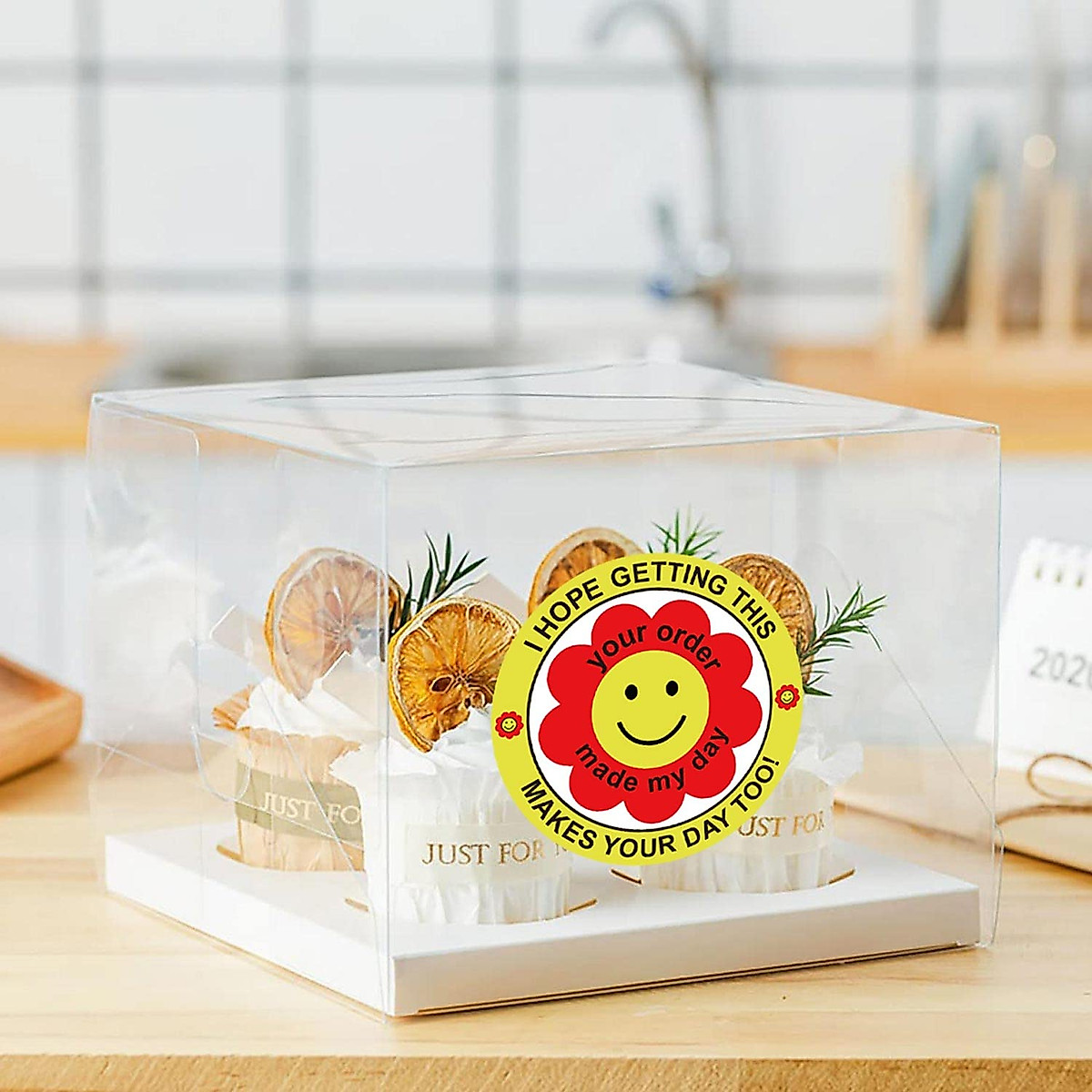 Happy Face Your Order Made My Day Stickers 1.5 Inch Flower Thank You for Your Order Stickers - 500 Pcs Round Thank You Labels Business Stickers for Envelope Packaging Seals