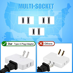 3 Pack AC Flat Wall Outlet Extender Flat Plug Adapter Outlet, Fold-Able 3 Way Wall Adapter Mani Plug for Home and Travel (White)