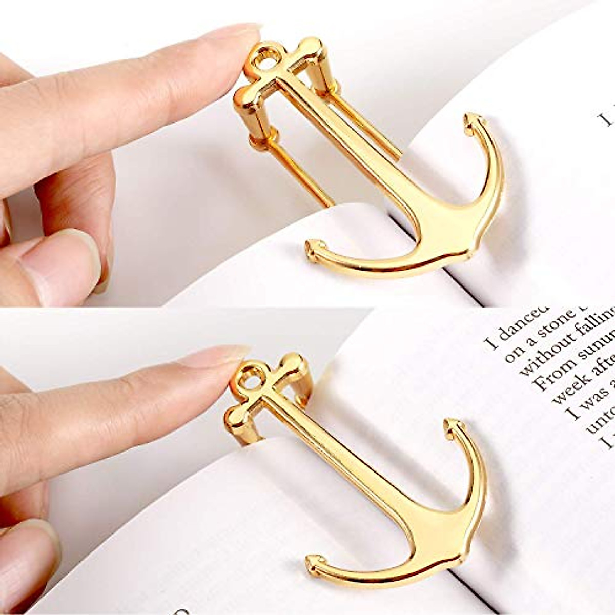 Creative Anchor Bookmark Metal Bookmark Page Holder Book Holder for Reading Hands Free (Golden)