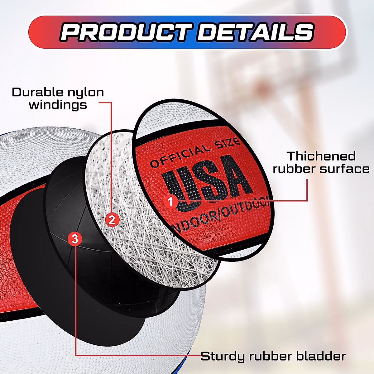 Junkin 6 Pcs Rubber Basketballs Bulk with Pump Official Indoor Outdoor Basketball Balls Weighted Training Basketball for Game Practice Kids Youth Teens Adults Back to School(Size 7)