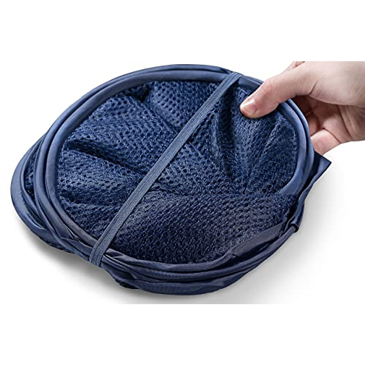 Handy Laundry Collapsible Mesh Foldable Hamper 14" x 14' x 24" Navy Blue