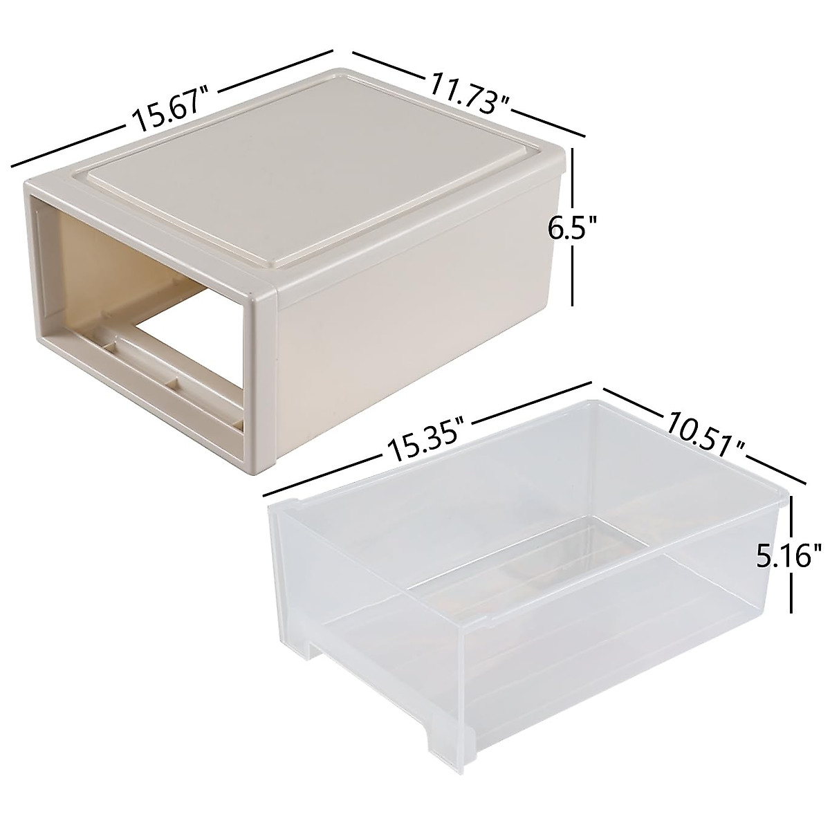 Gloreen 18 L Plastic Storage Drawer Unit, Stacking Desktop Drawer Boxes, 3 Pack