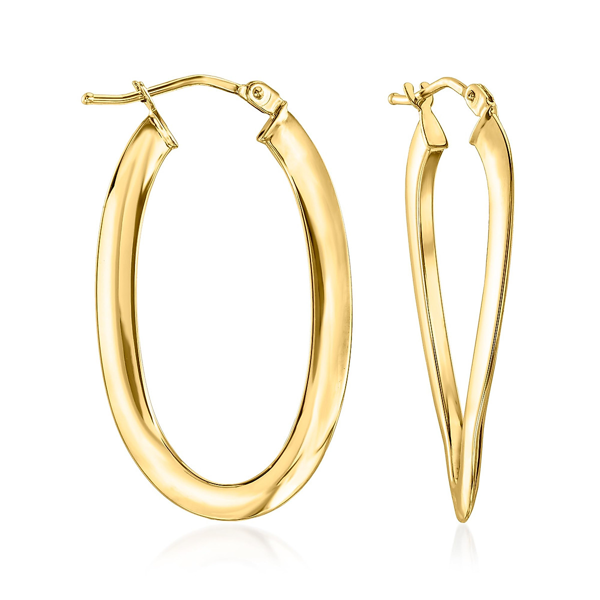 Ross-Simons Italian 14kt Yellow Gold Curvy Oval Hoop Earrings