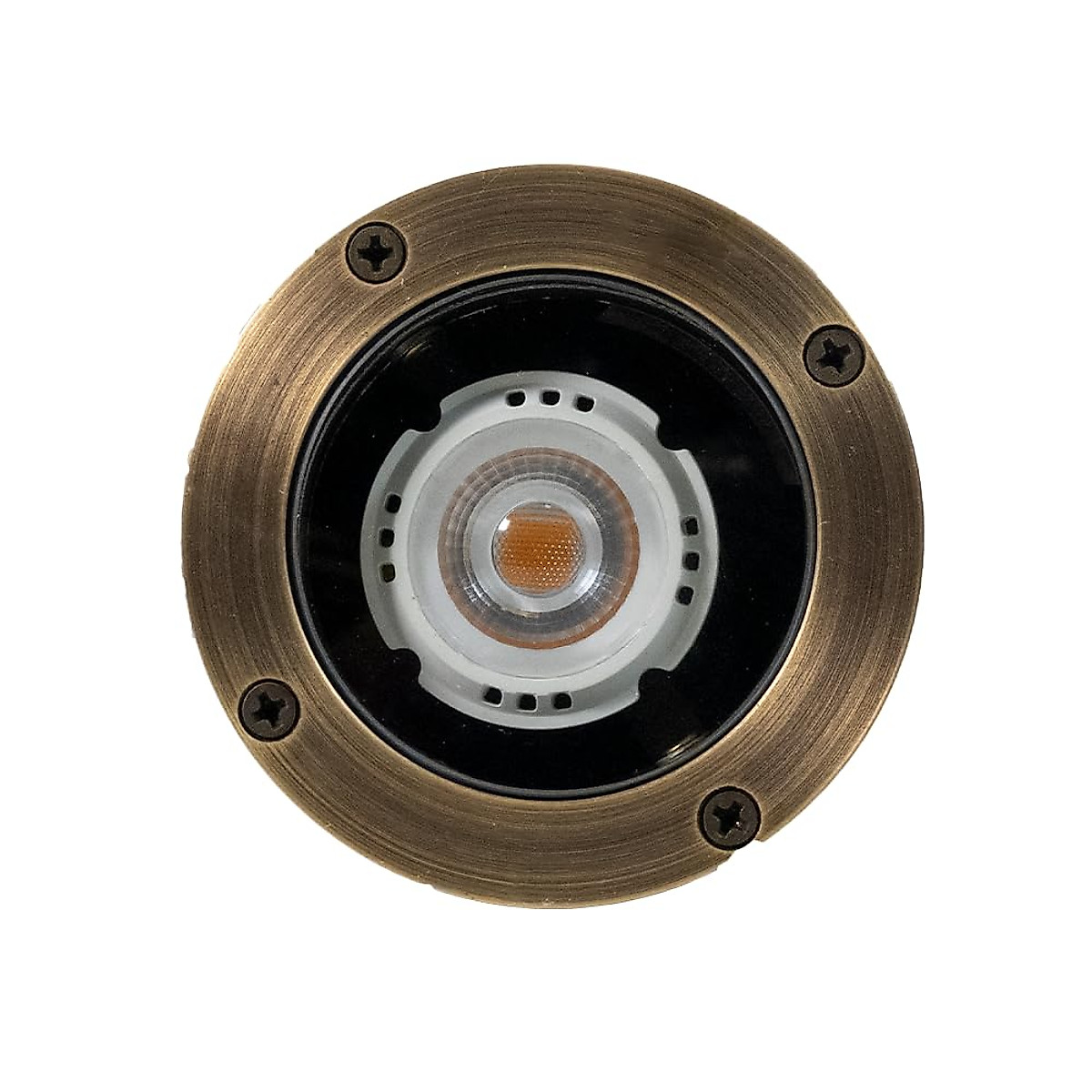 VOLT 12V 3-in-1 Waterproof IP68 Mini in-Grade Light with Brass Top (Bronze) & 4W 2700K Warm White MR11 LED Bulb for Low Voltage Landscape Lighting of Pathway, Garden, Column, Fountain or Pond