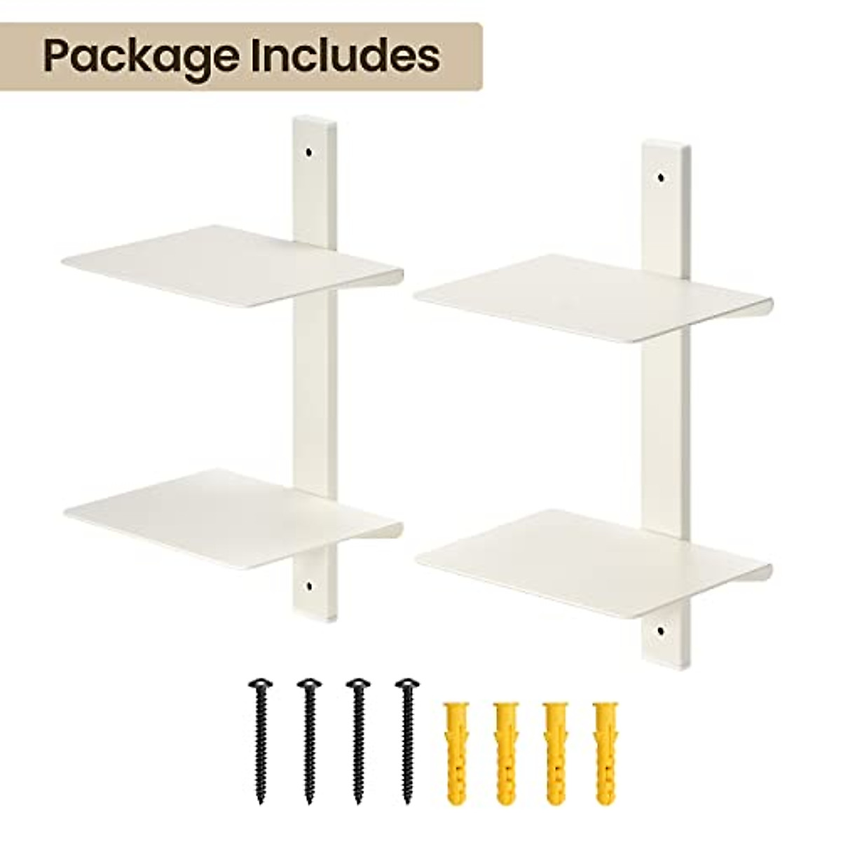 ART-GIFTREE Invisible Floating Bookshelf for Wall Mounted, 4 Tier Vertical Spine Book Tower, 2 Pack White