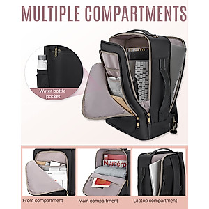 LIGHT FLIGHT Laptop Backpack Women, Large Computer Backpack for 17.3 Inch Laptop, Professional Womens Work Backpack, Convertible 3 In 1 Backpacks Water Resistant, Black