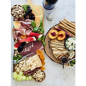 Zassenhaus Acacia Wood Live Edge Round Serving and Cheese Board, Large 15"-18" Diameter